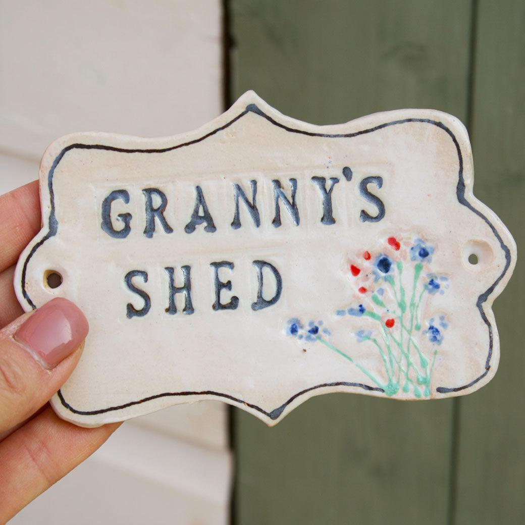 Granny's Ceramic Shed Sign - Personalised Ceramic Outdoor Shed Sign ...