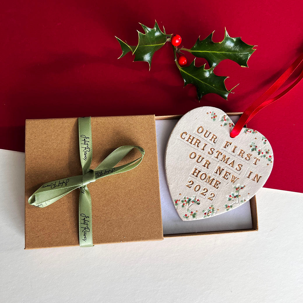 New Home Christmas Hanging Heart – Ceramic-Gifts | Juliet Reeves Designs
